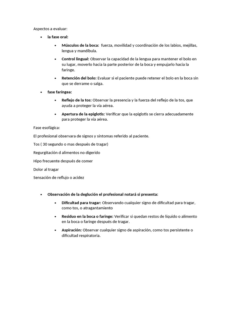 Aspectos A Evaluar de La Deglución | PDF