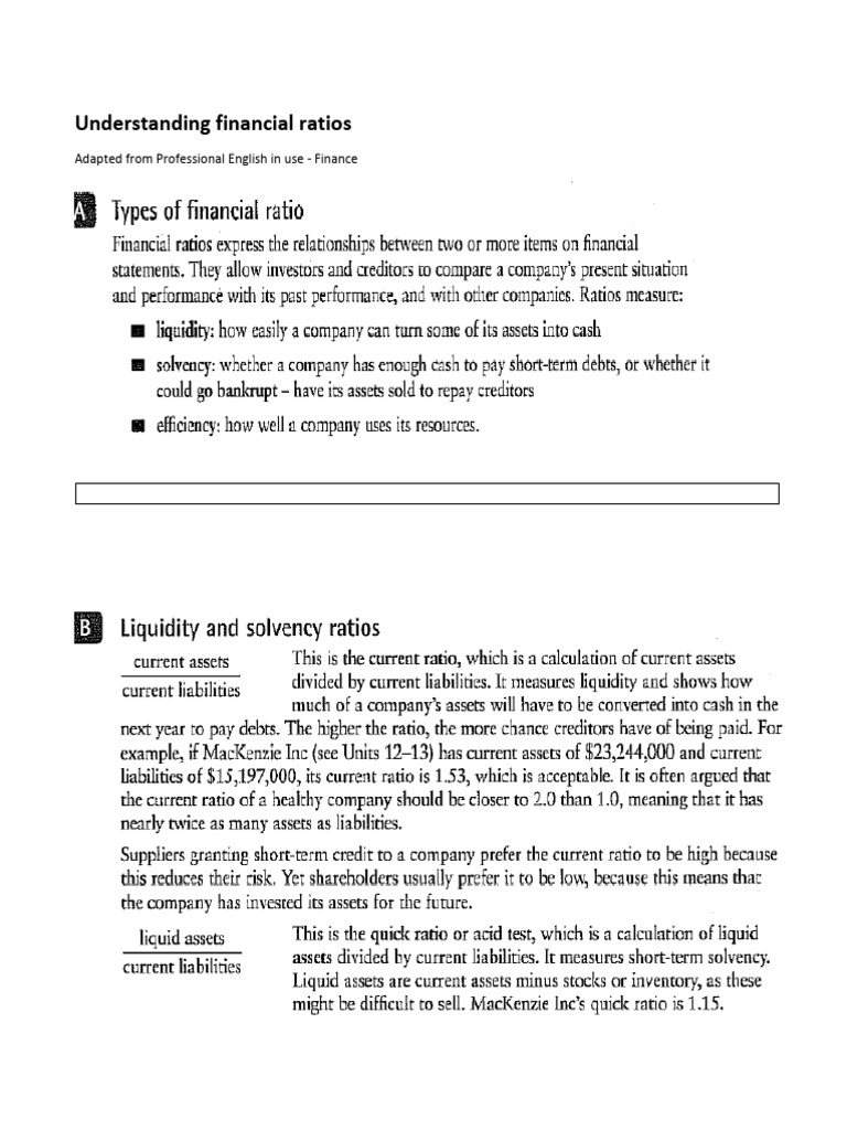 Unit Seven Understanding Financial Ratios Handout For Students of Accounting | PDF | Financial Ratio