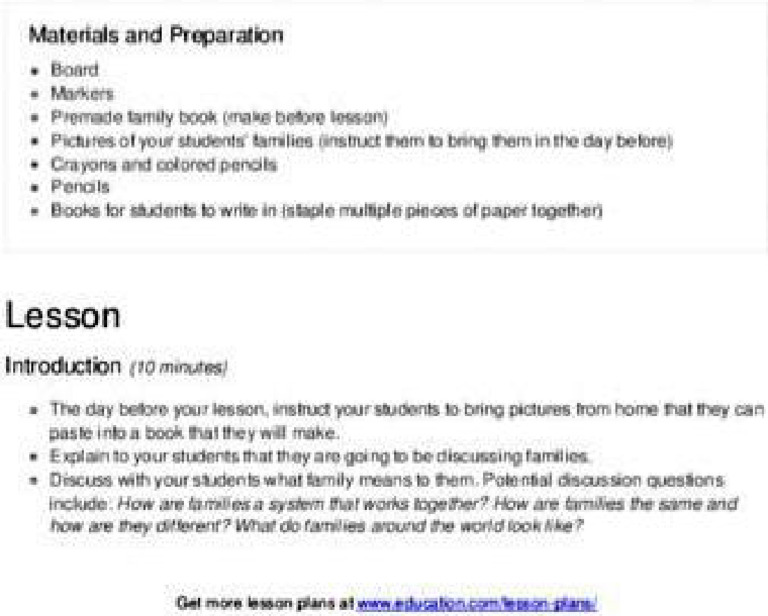 Family Discussion Lesson Plan | PDF