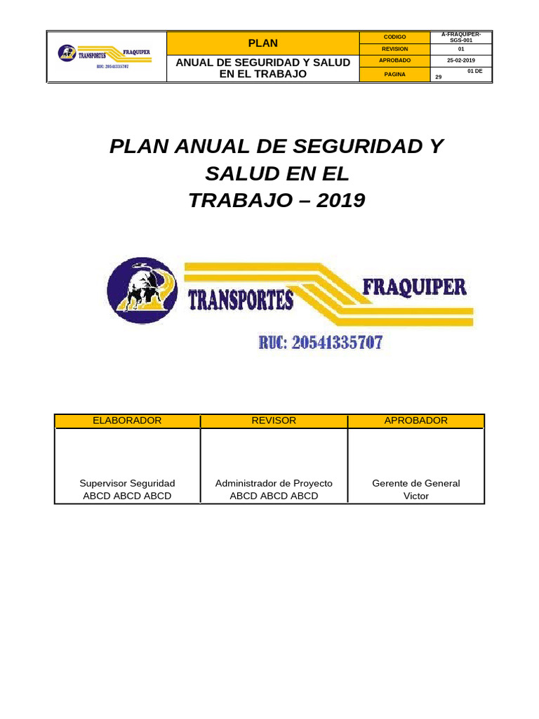 7. Plan y Programa Anual de Seguridad y Salud en El Trabajo | PDF | Seguridad y salud ...