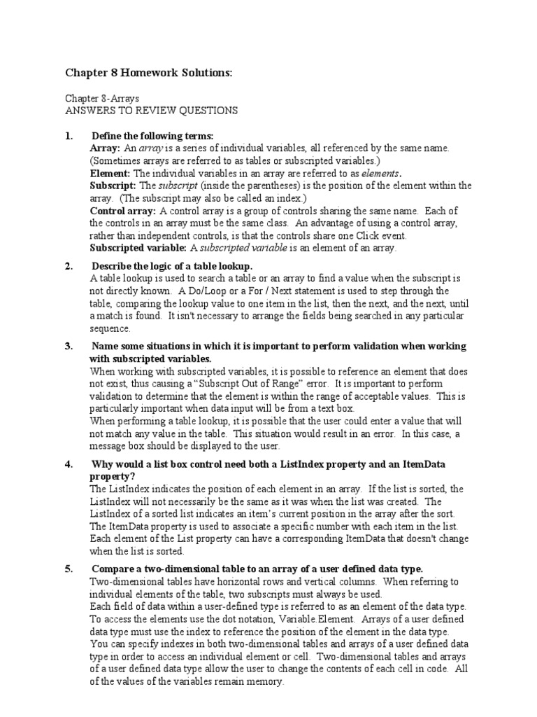 Chapter 8 Homework Solutions | PDF | Array Data Structure | Database Index