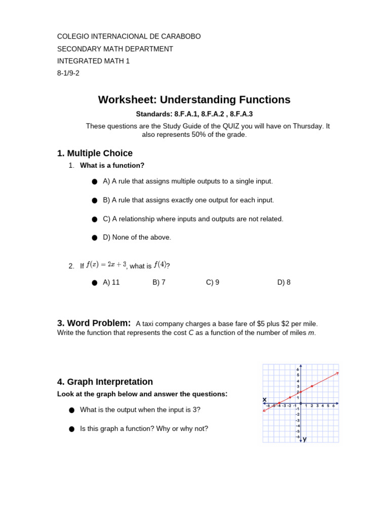 Study Guide Q4 E2 Integrated Math 1 | PDF