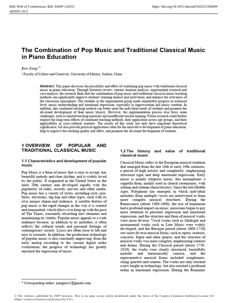 The Combination of Pop Music and Traditional Class | PDF | Teachers ...