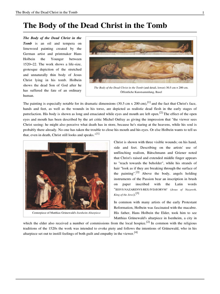 The Body of the Dead Christ in the Tomb | PDF | Christian Art | Paintings