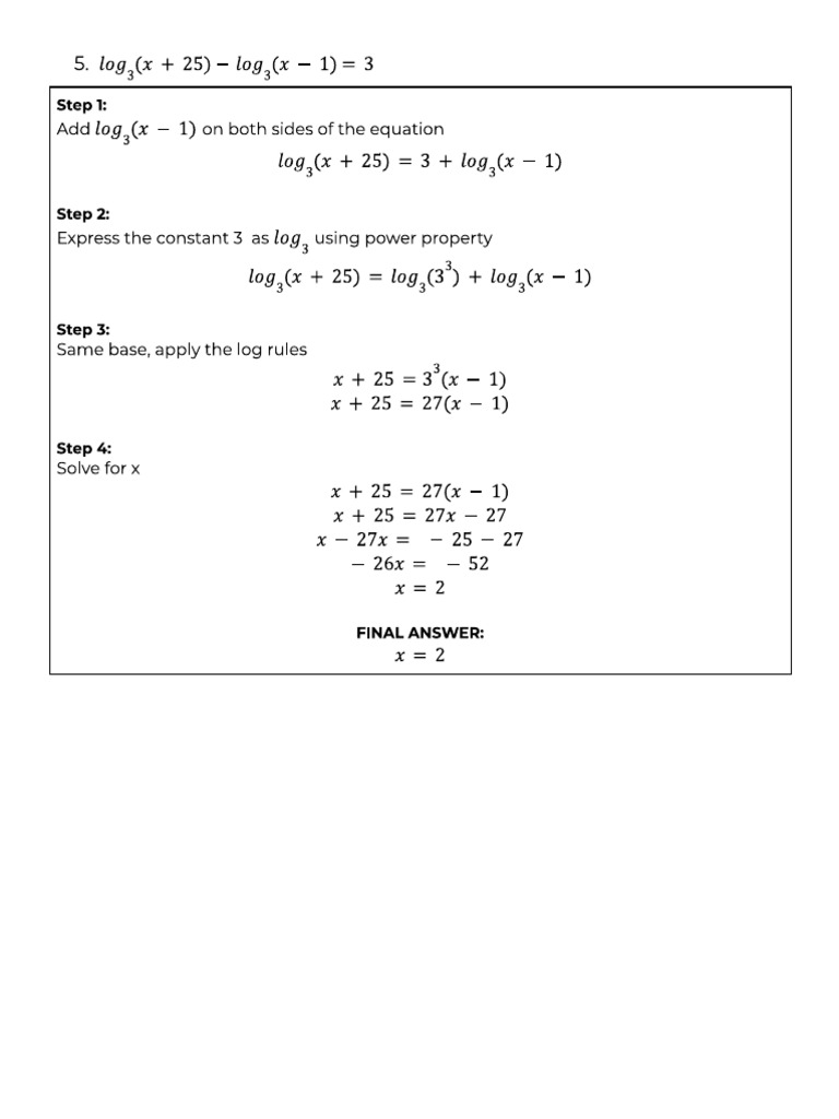 Logarithmic Functions 3 | PDF