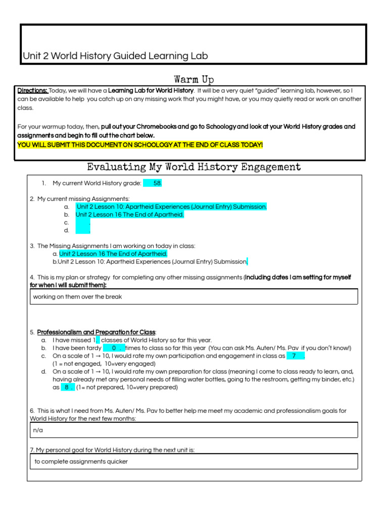 Copy of Unit 2 World History Guided Learning Lab | PDF