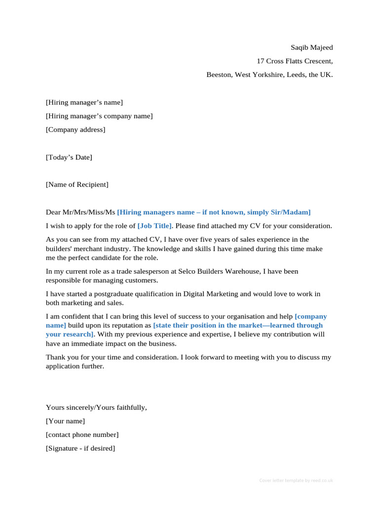 Basic Cover Letter Template | PDF