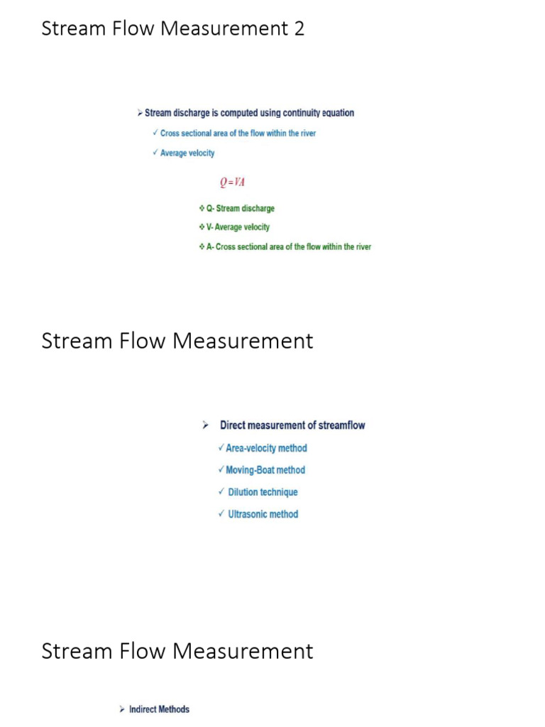 Week 2 - Lecture 2-Stream Flow Measurement | PDF