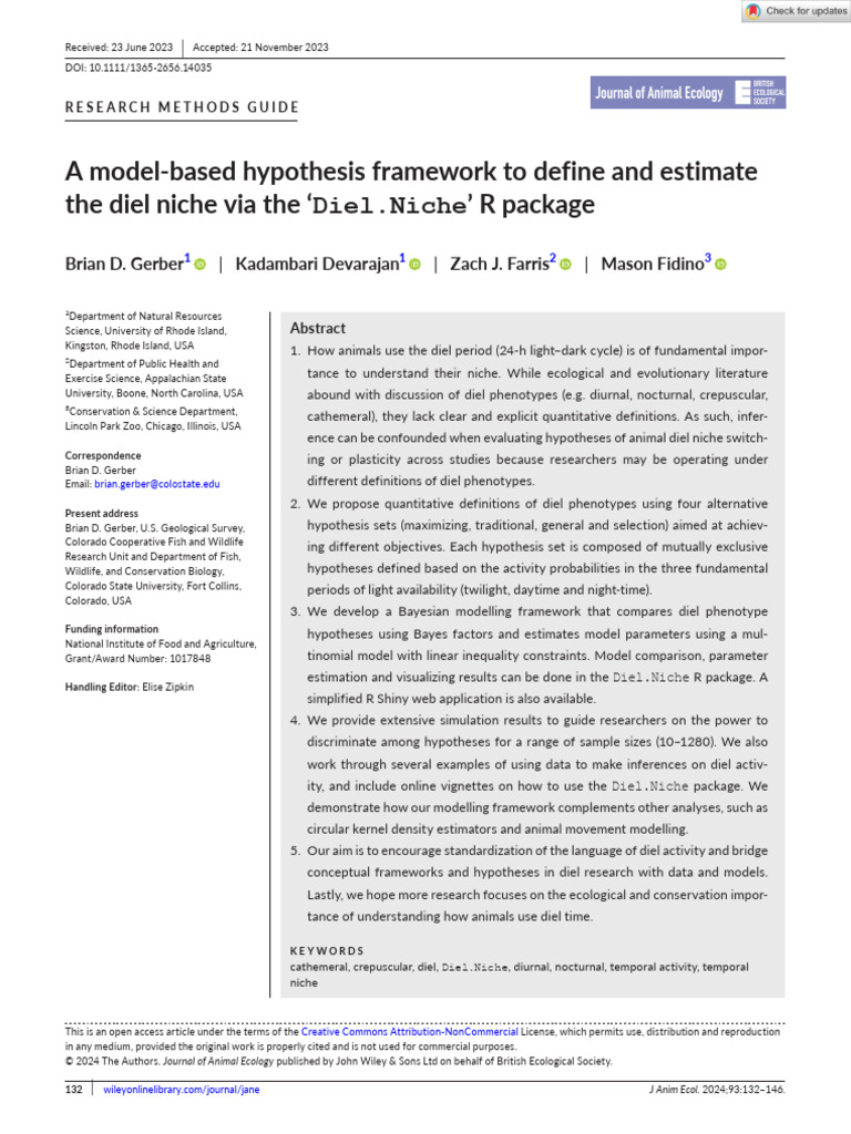 Journal of Animal Ecology - 2024 - Gerber - A Model Based Hypothesis ...
