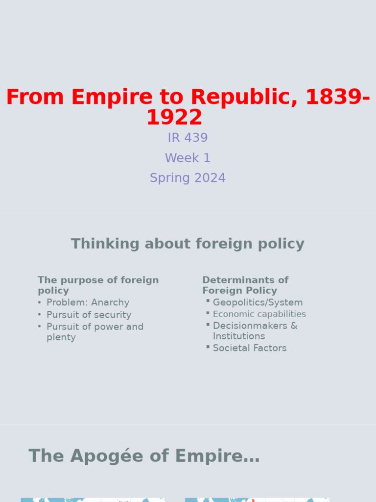 IR 439 - Week I - From Empire To Republic - Spring 2024 | PDF | Ottoman ...