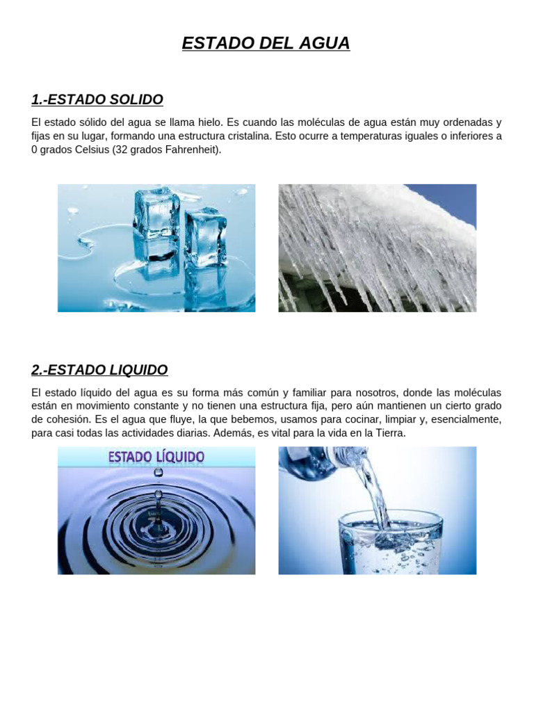 Estados del Agua: Sólido, Líquido y Gaseoso | PDF