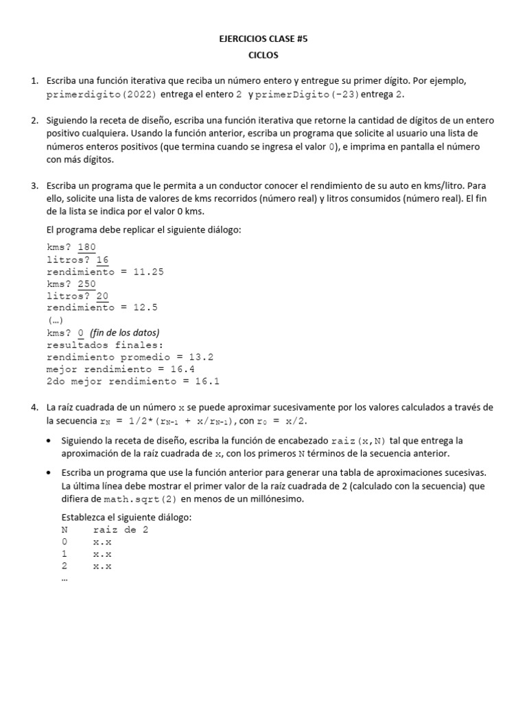 Ejercicios Clase5 | PDF