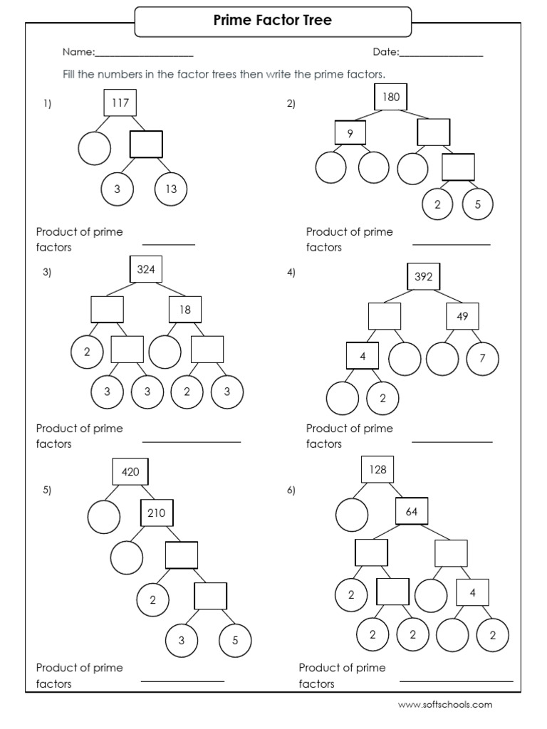 Prime Factor Tree Worksheet 5 | PDF