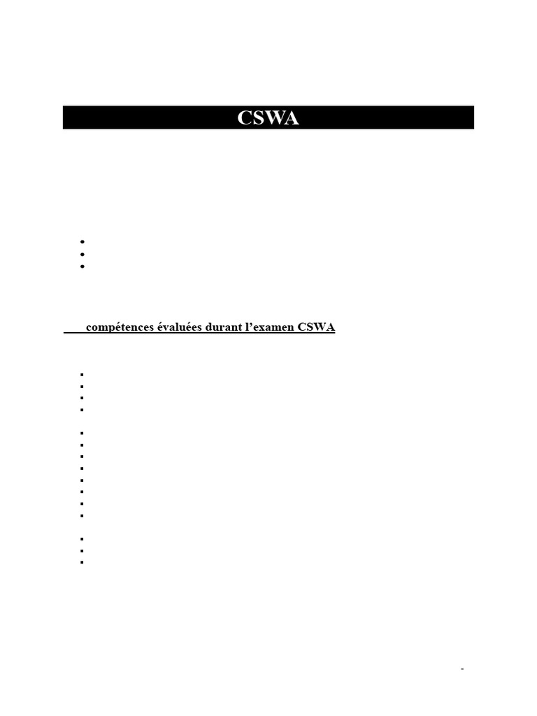 Examen CSWA 2025 : Guide et Ressources | PDF | Géométrie analytique ...