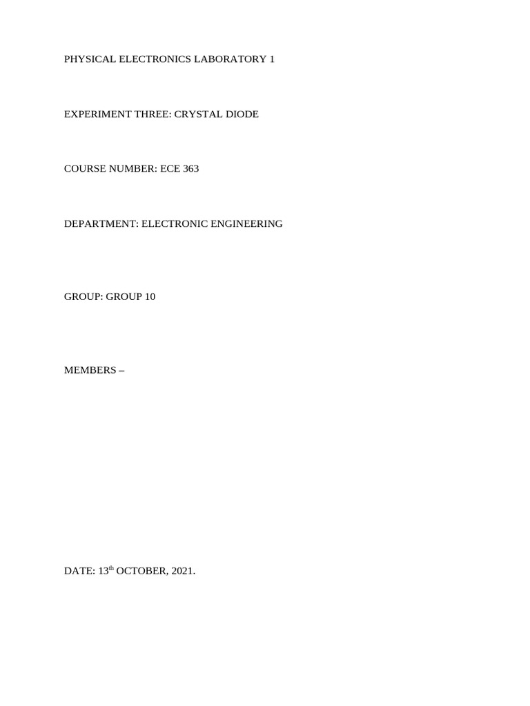 Ece 363 Experiment Three: Crystal Diode | PDF | Diode | P–N Junction
