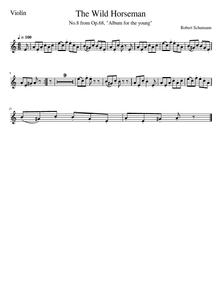Schumann's "Wild Horseman" for Violin | PDF