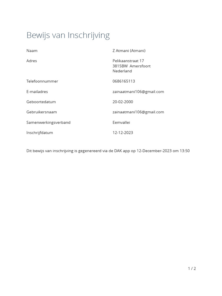 Bewijsvaninschrijving | PDF