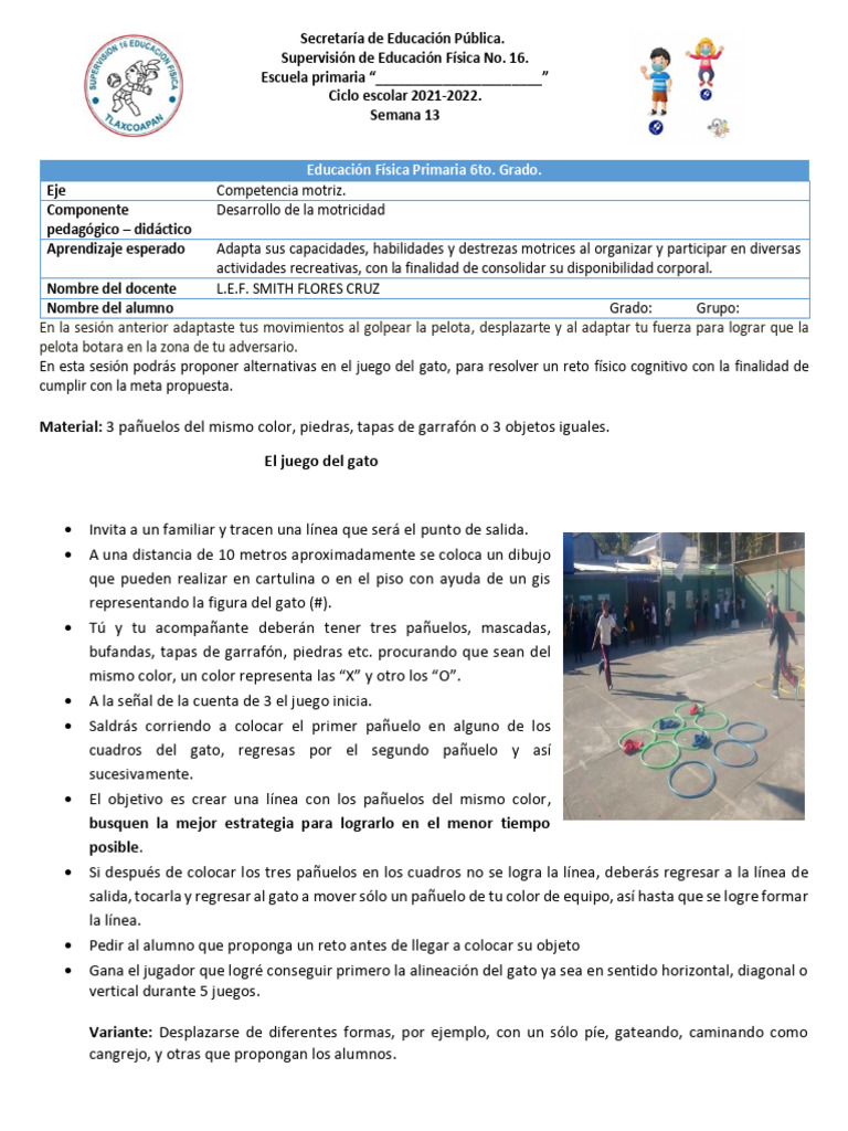6º Educ. Fis. Semana 13 | PDF | Cognición | Aprendizaje