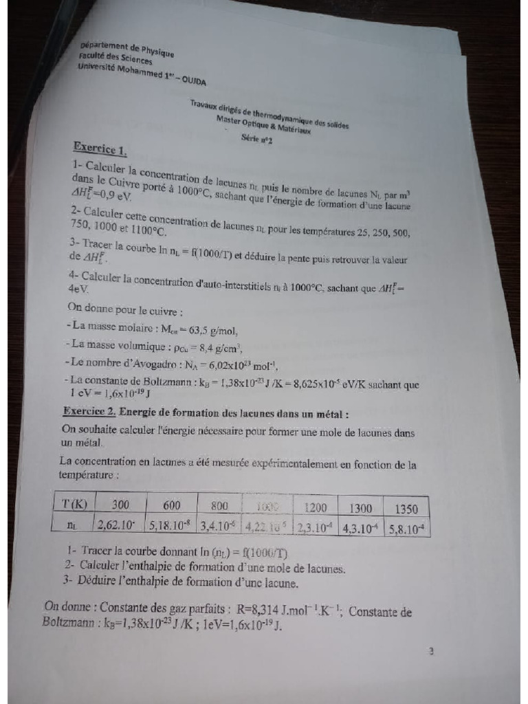Corrigé TD 2 Thermo | PDF