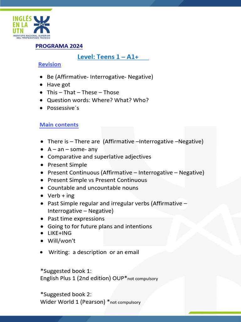 Programa Teens 1-2024 | PDF