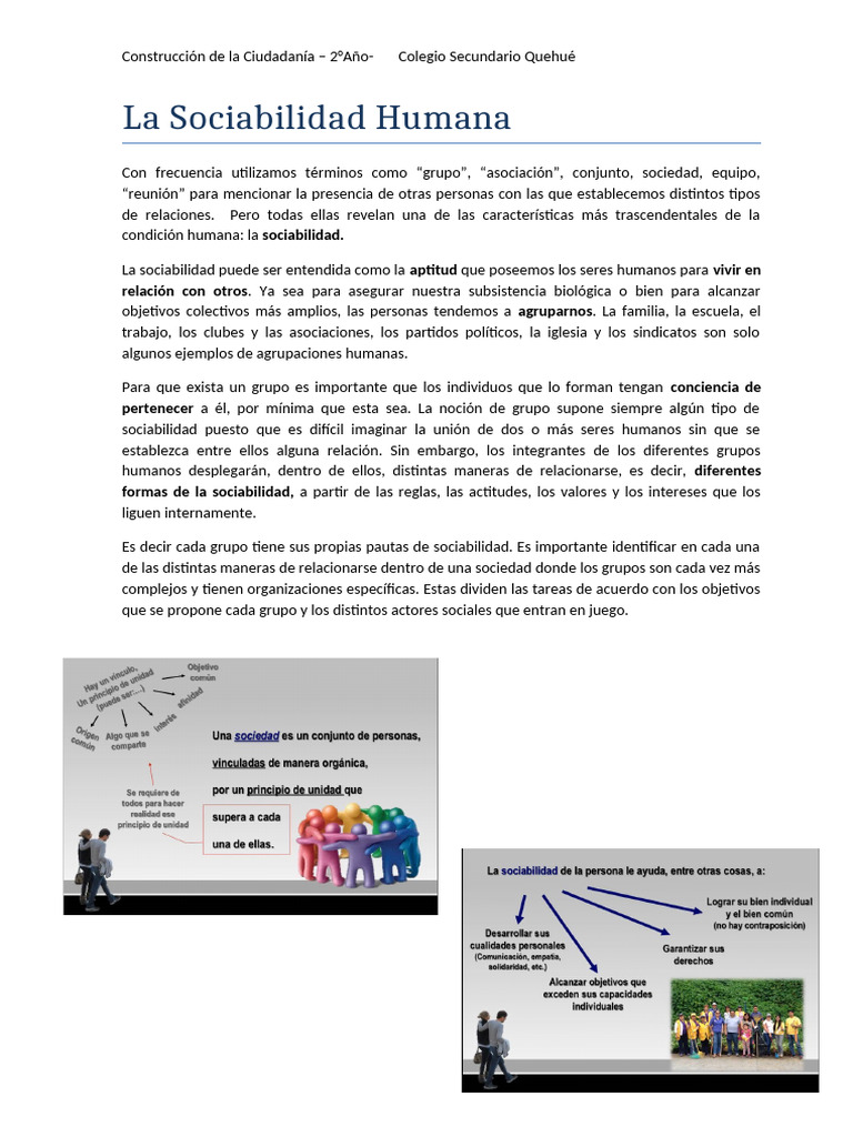 Sociabilidad y Grupos Humanos en 2° Año | PDF