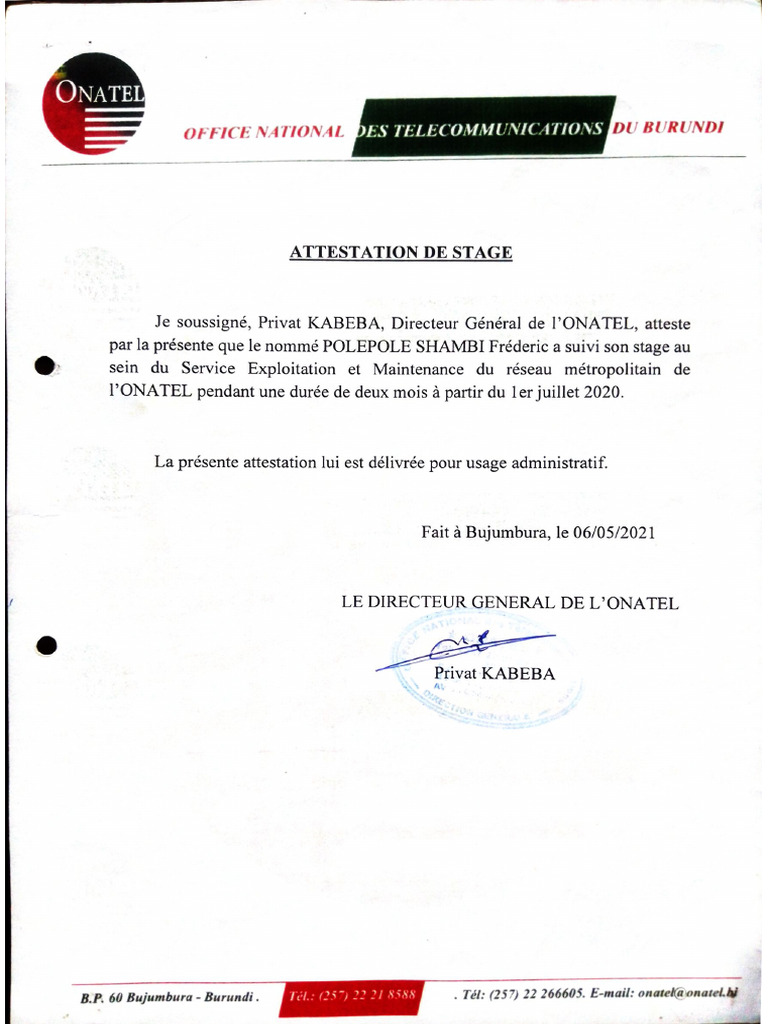 Attestation de Stage | PDF