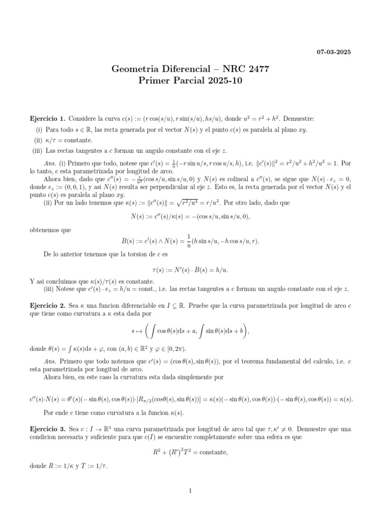 Diff Geom Midterm I 2 0-2 | PDF | Formas geométricas | Geometría ...