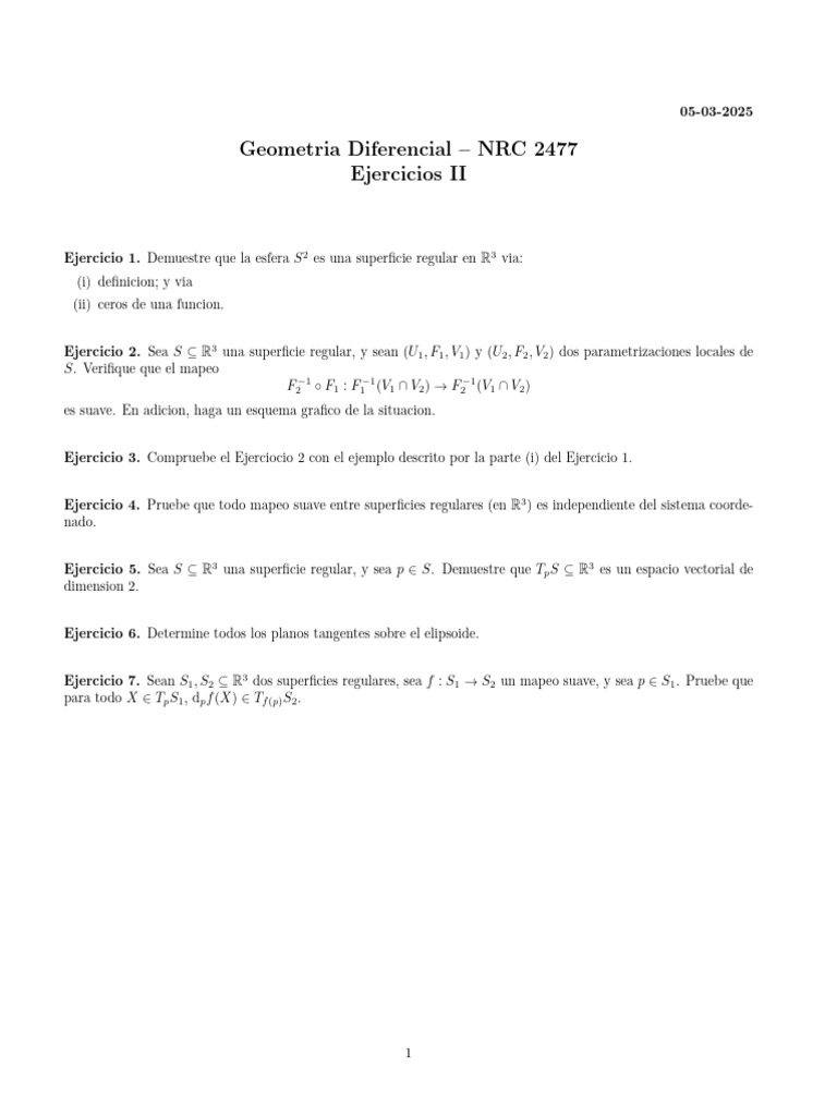Diff Geom Worksheet 2 | PDF