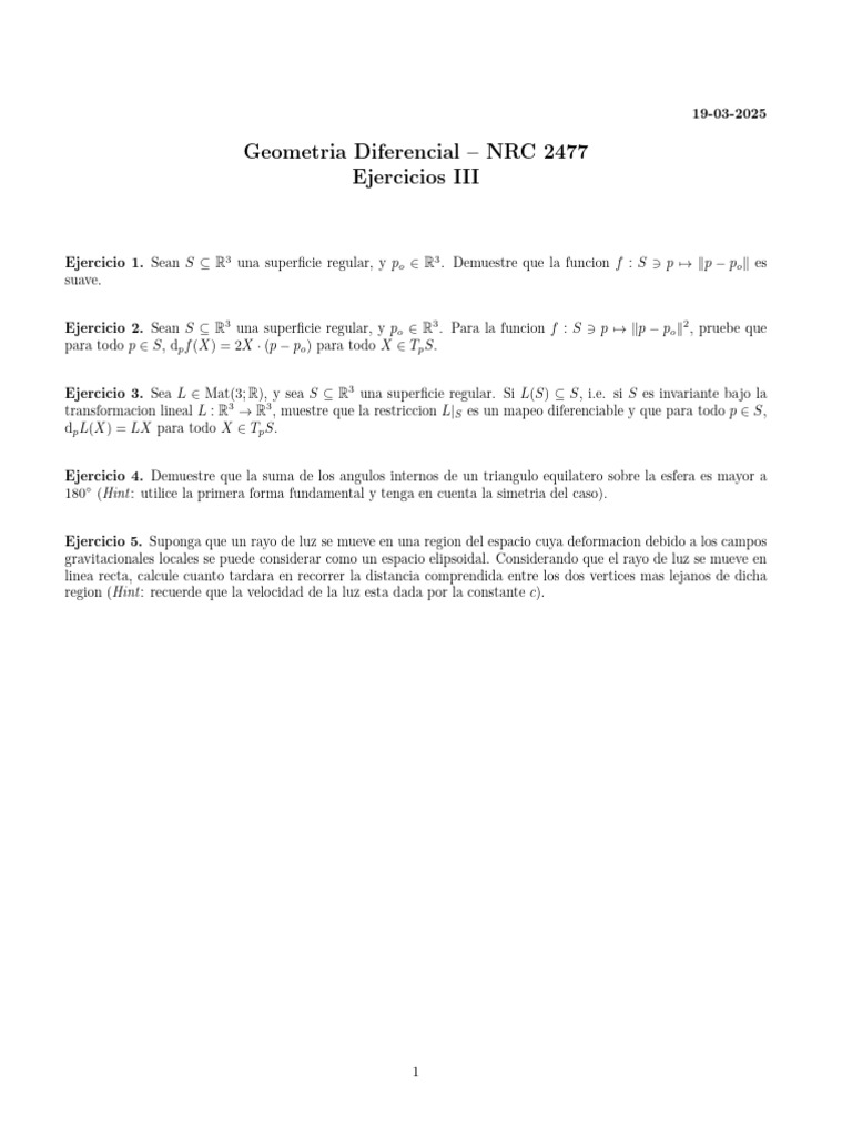 Diff Geom Worksheet 3 | PDF