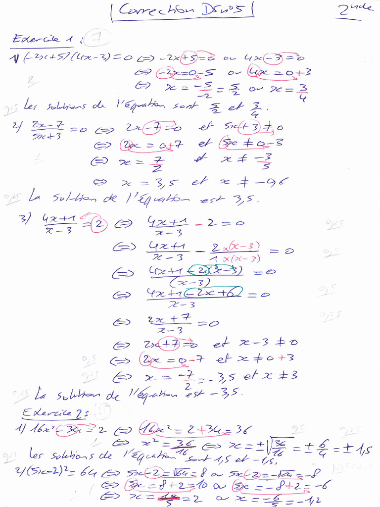 Correction DS5 2nde Chap5 EqIneq 2022 2023 | PDF