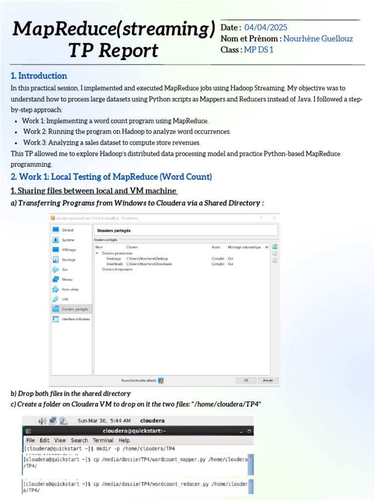 MapReduce (Streaming) TP Report | PDF | Map Reduce | Apache Hadoop