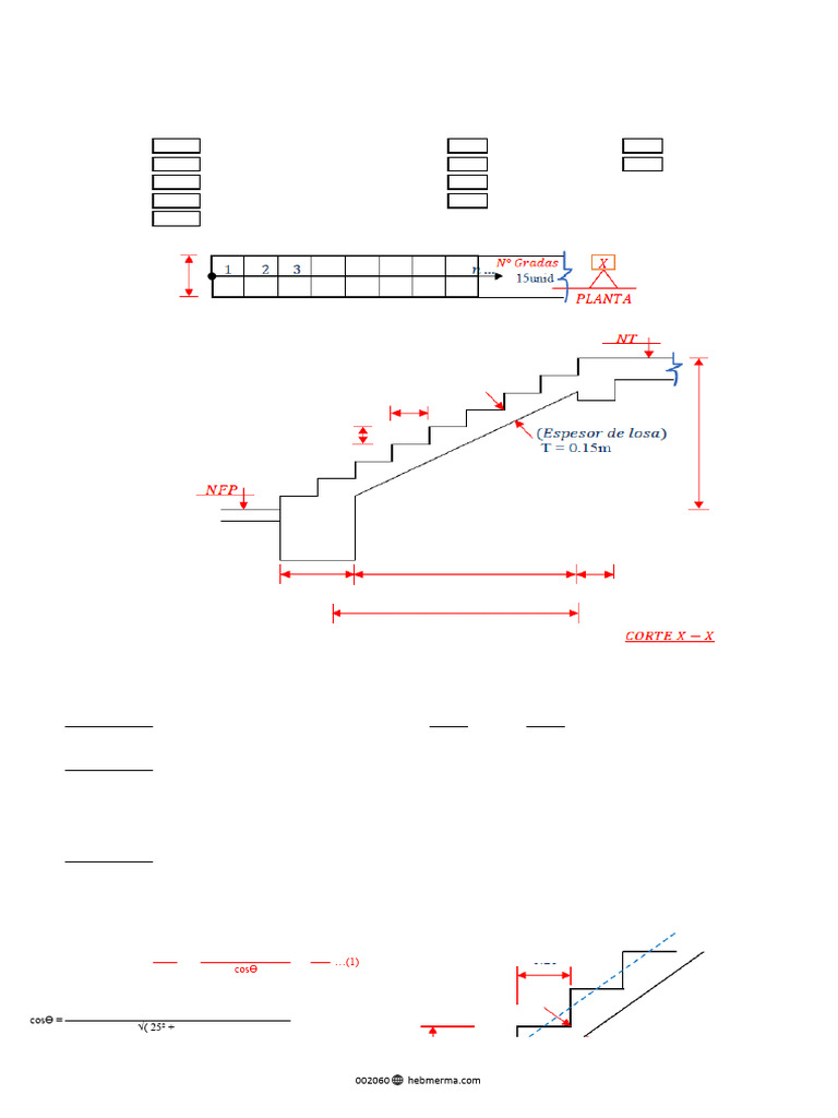 Diseño de Escalera Un Tramo | PDF