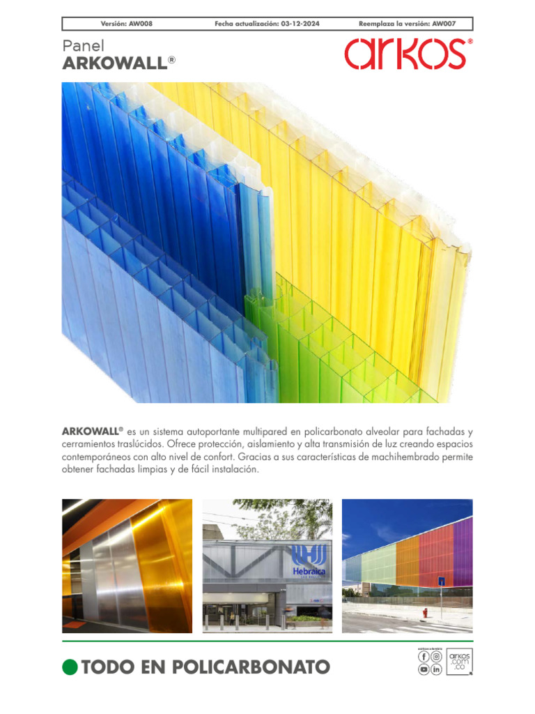 Ficha Tecnica Panel Arkowall | PDF | Aislamiento térmico