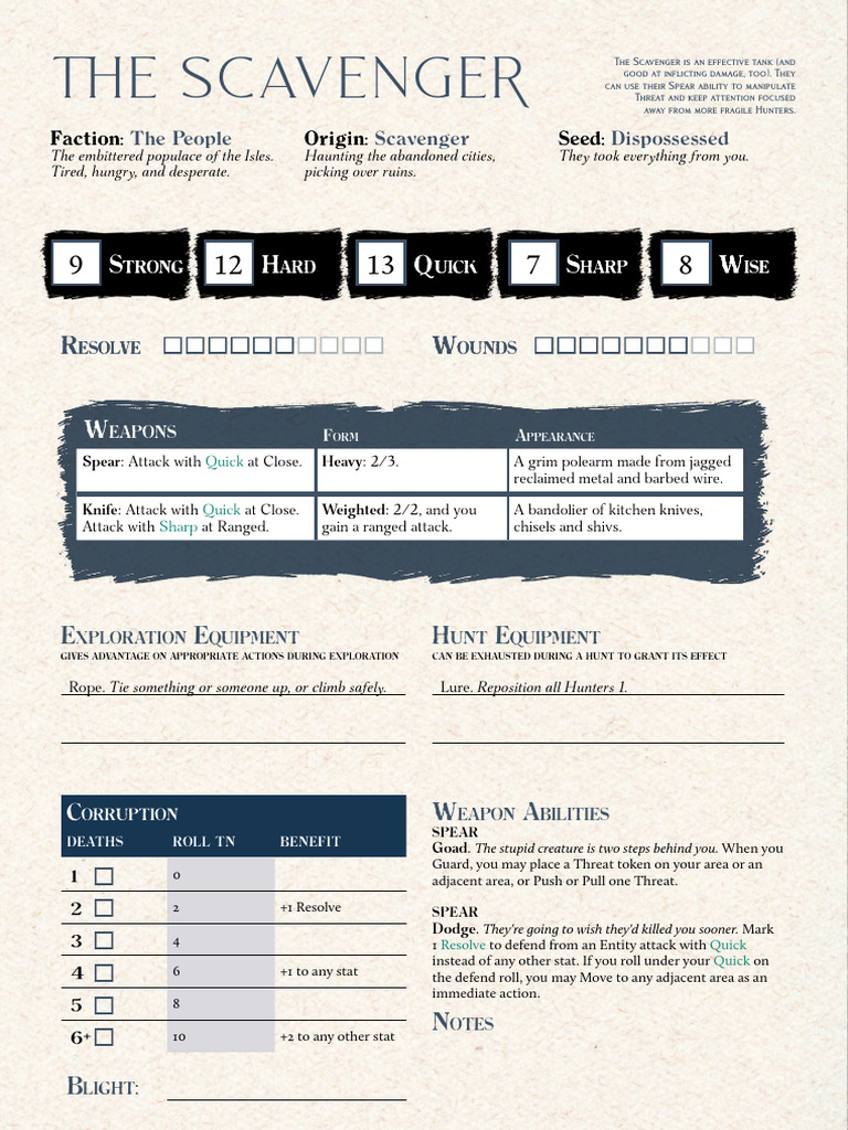 Scavenger Class Guide: Abilities & Equipment | PDF | Spear | Melee Weapons
