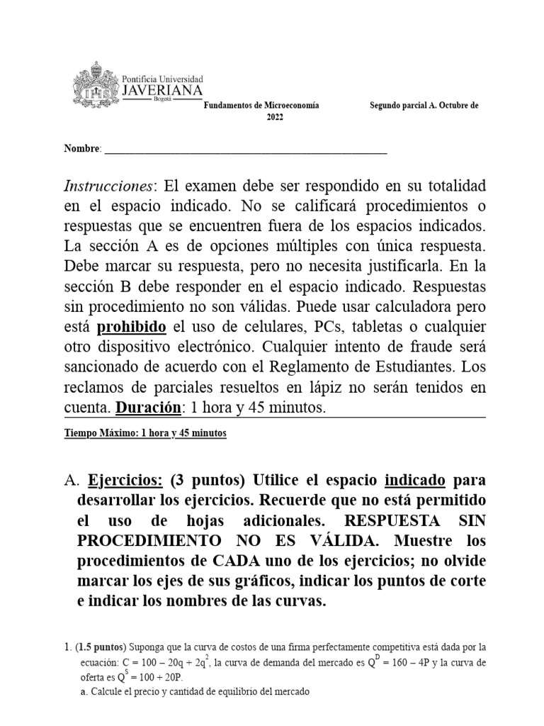 Ej 3 - Examen 2 Micro | PDF | Mercado (economía) | Precios