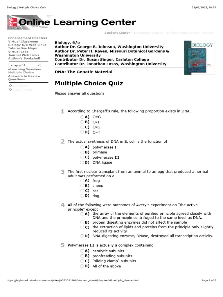 Chargaff's Rule in DNA Structure Quiz | PDF | Dna | Dna Replication