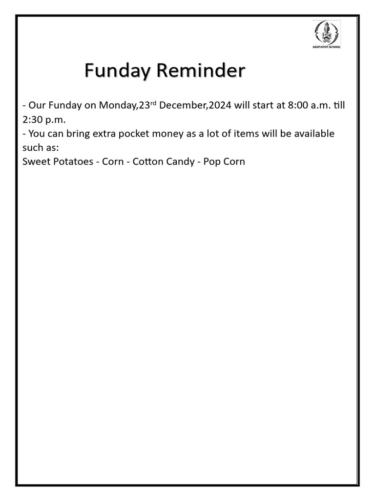 1734613664 Funday Reminder | PDF