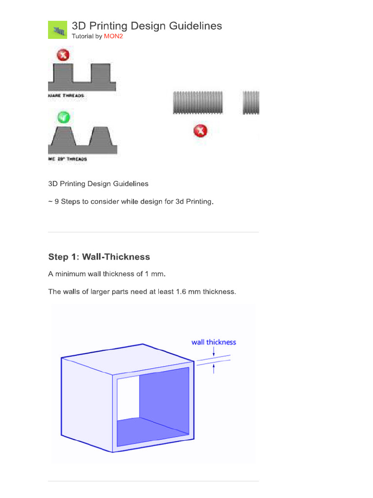 3D Printing Design Guidelines - GrabCAD | PDF