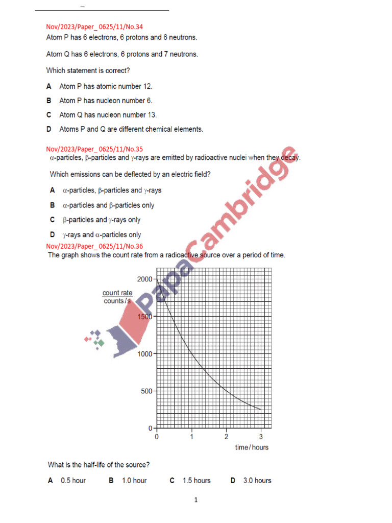 2023 IGCSE Physics Past Papers | PDF | Nuclear Physics | Radioactivity