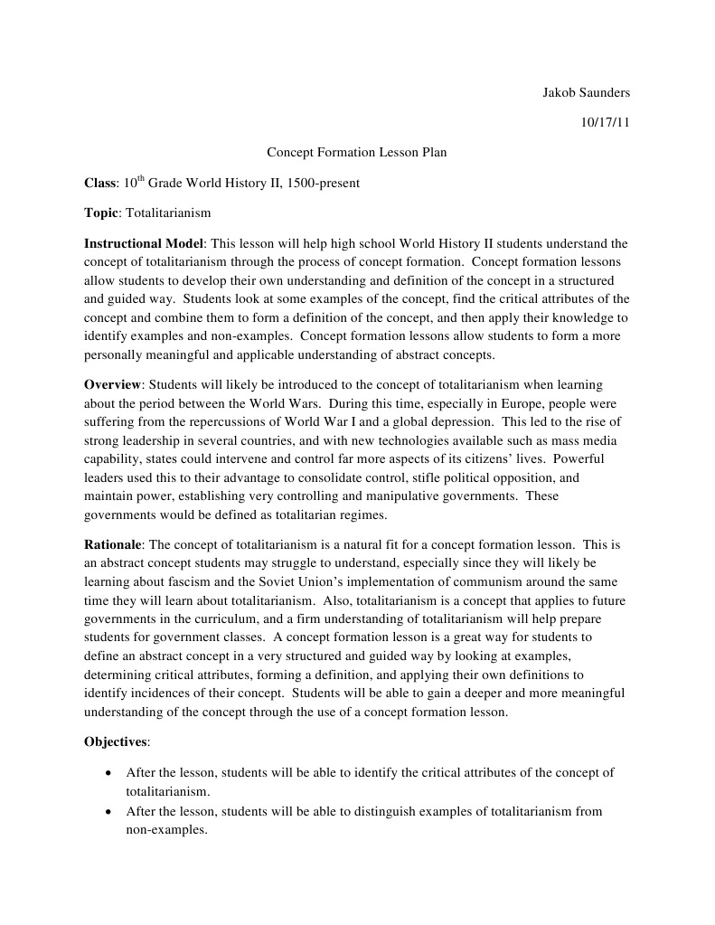 Concept Formation Lesson Totalitarianism | Download Free PDF ...