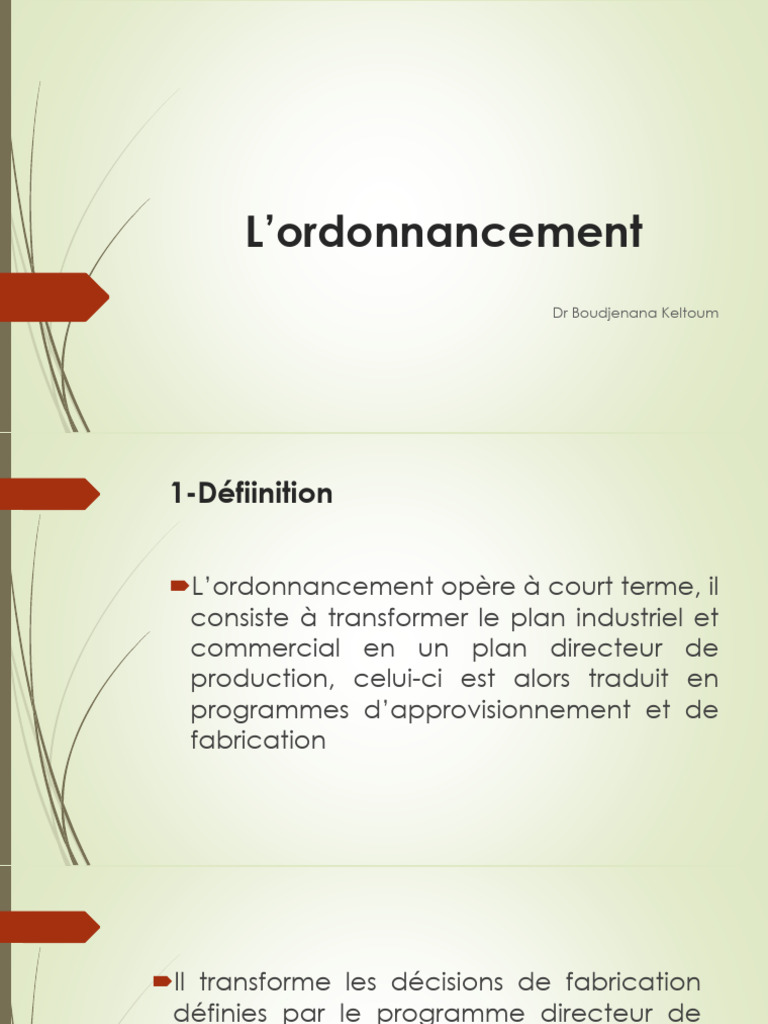 L'Ordonnancement en Production Industrielle | PDF