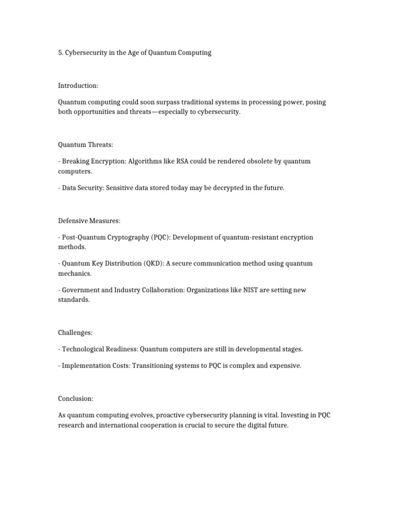 Quantum Computing Cybersecurity | PDF