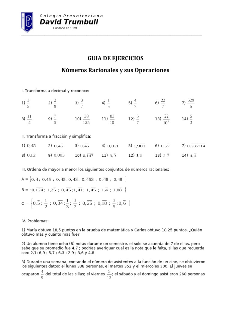 numeros-racionales-y-sus-operaciones-ecuaciones | PDF | Notación ...