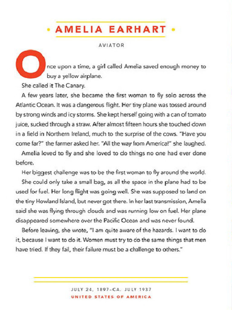 Goodnight Stories - Amelia Earhart | PDF