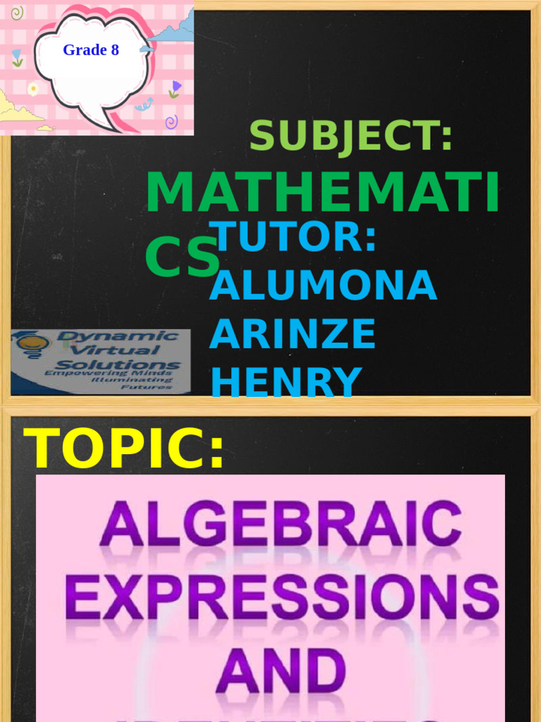 Algebraic Expressions (Grade 8) by Alumona Arinze Henry | PDF