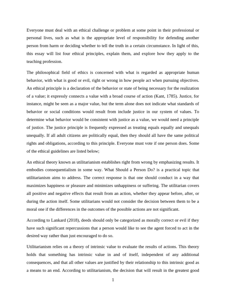 Four Ethical Principles | PDF | Justice | Crime & Violence