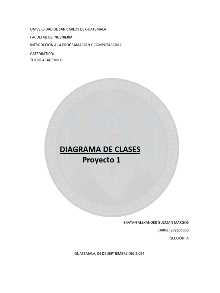 Diagrama de Clases - Proyecto 1 | PDF