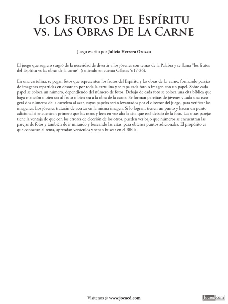 Frutos Espiritu Vs Obras Carne | PDF