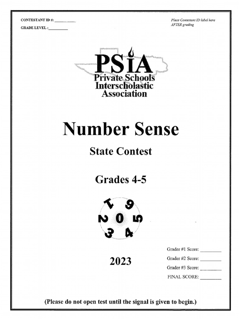 Number Sense 4-5 State 2023 | PDF