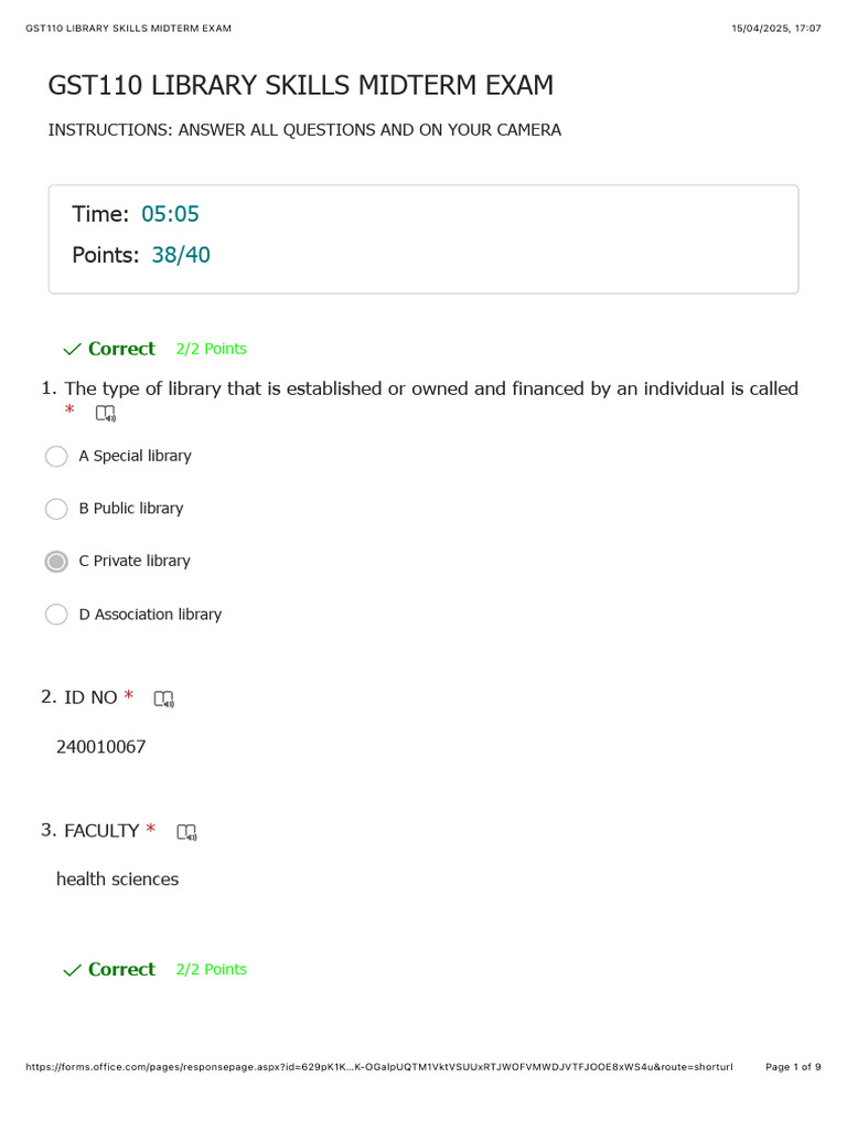 GST110 Library Skills Midterm Exam | PDF | Libraries | Library Cataloging And Classification
